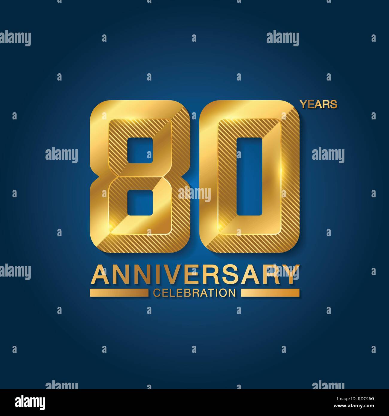 80 years anniversary celebration logotype. Golden anniversary emblem ...