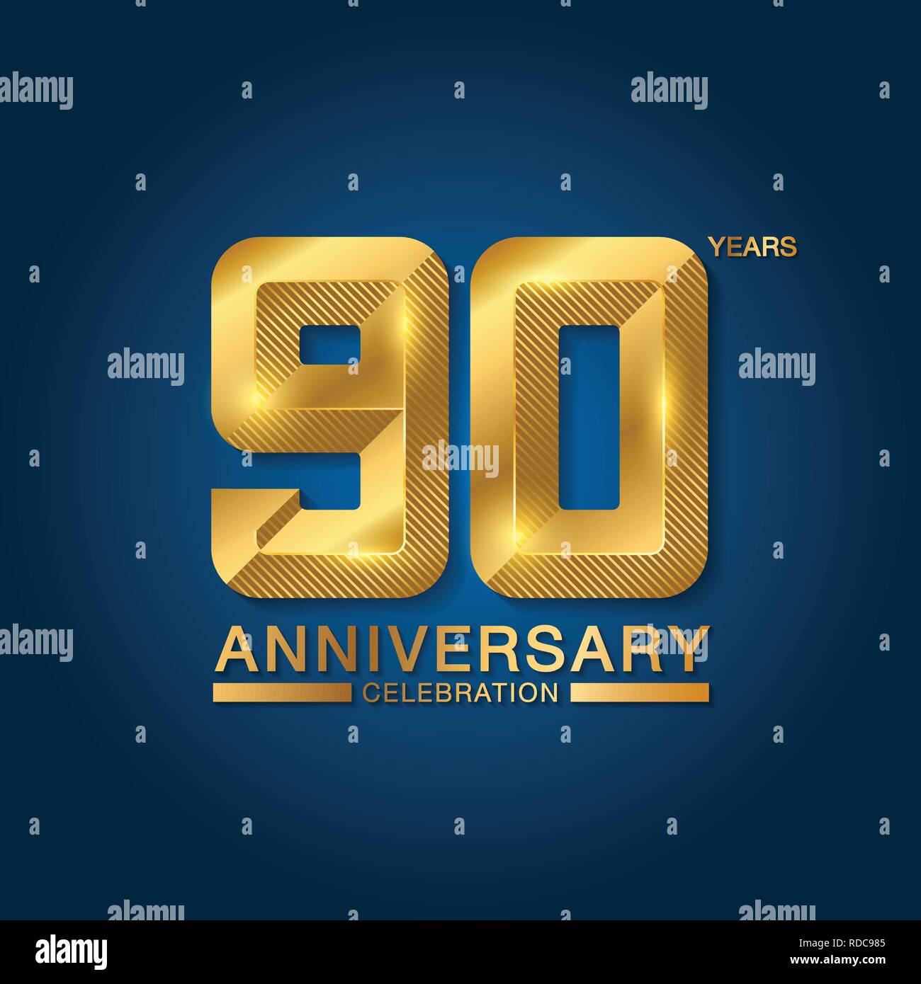 90 years anniversary celebration logotype. Golden anniversary emblem ...