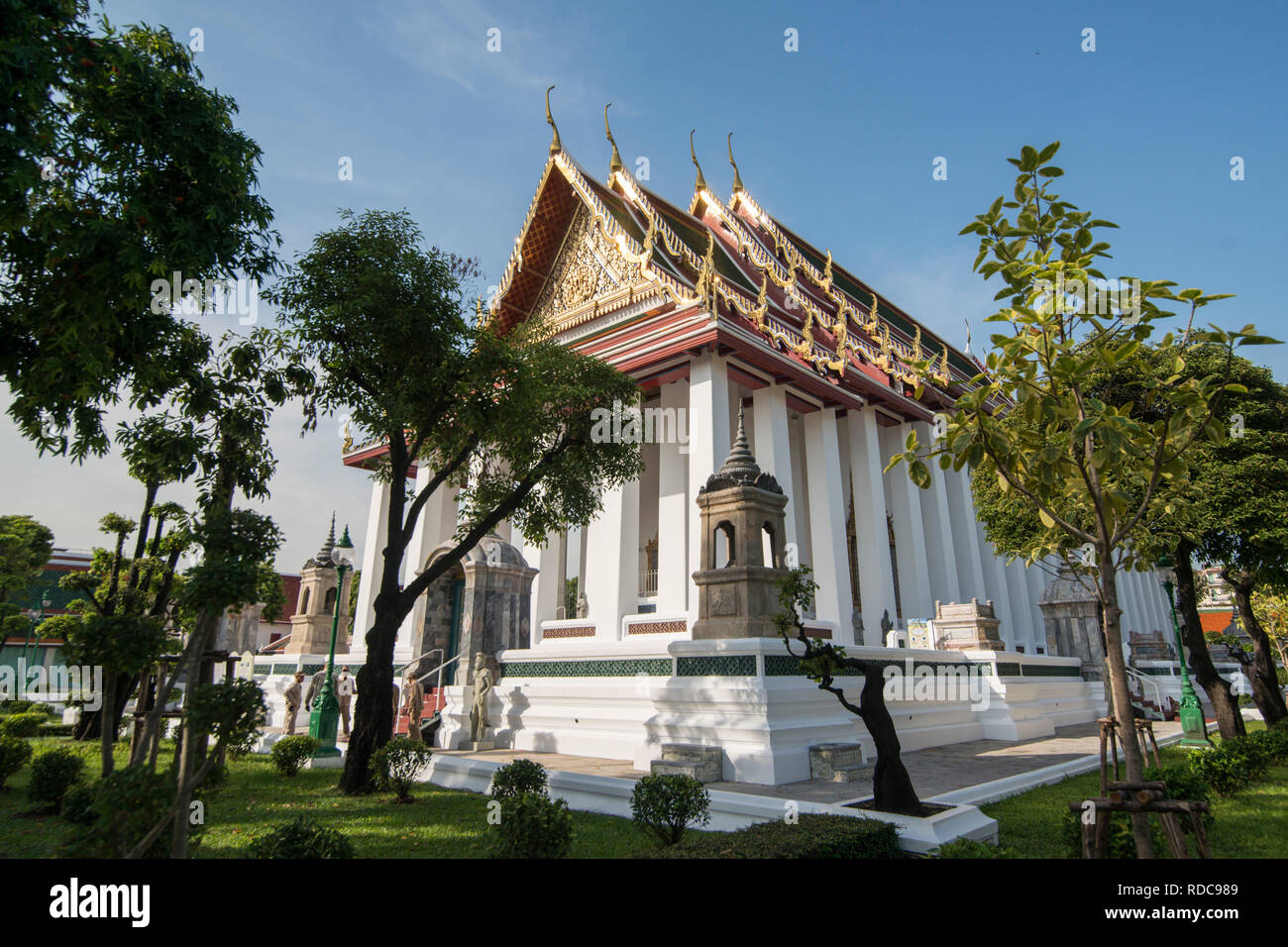 the architecture of the Wat Suthat Temple in Banglamphu in the city of Bangkok in Thailand in ...
