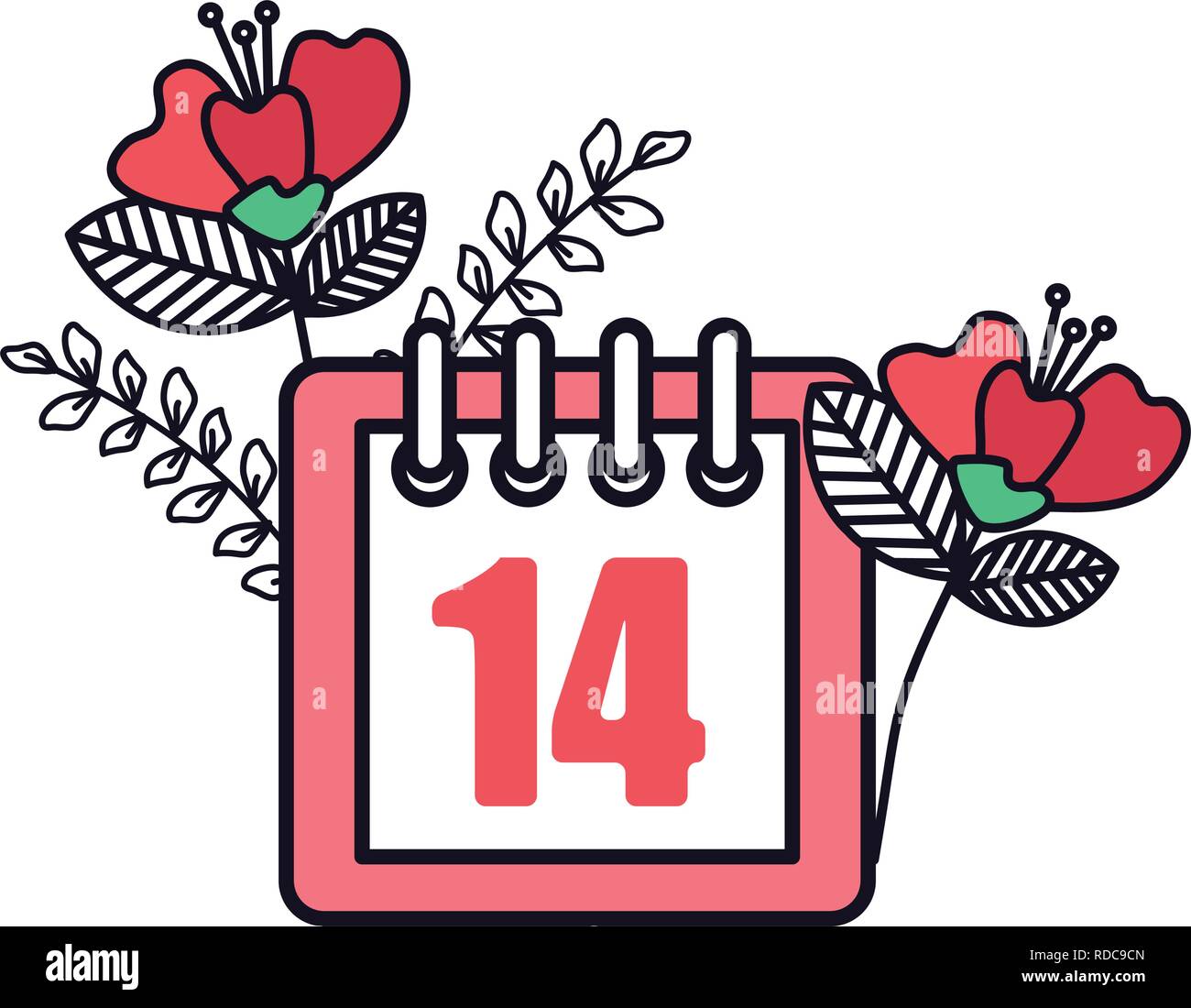 14th feb calendar Stock Vector Images - Alamy