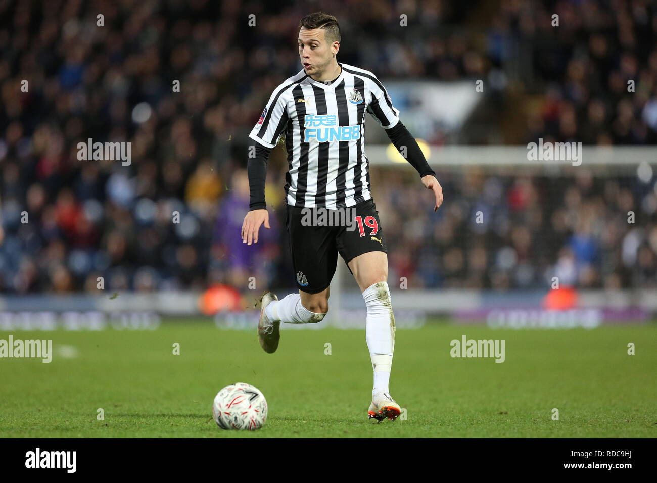 BLACKBURN, JANUARY 15 2019. Javi Manquillo of Newcastle United during ...