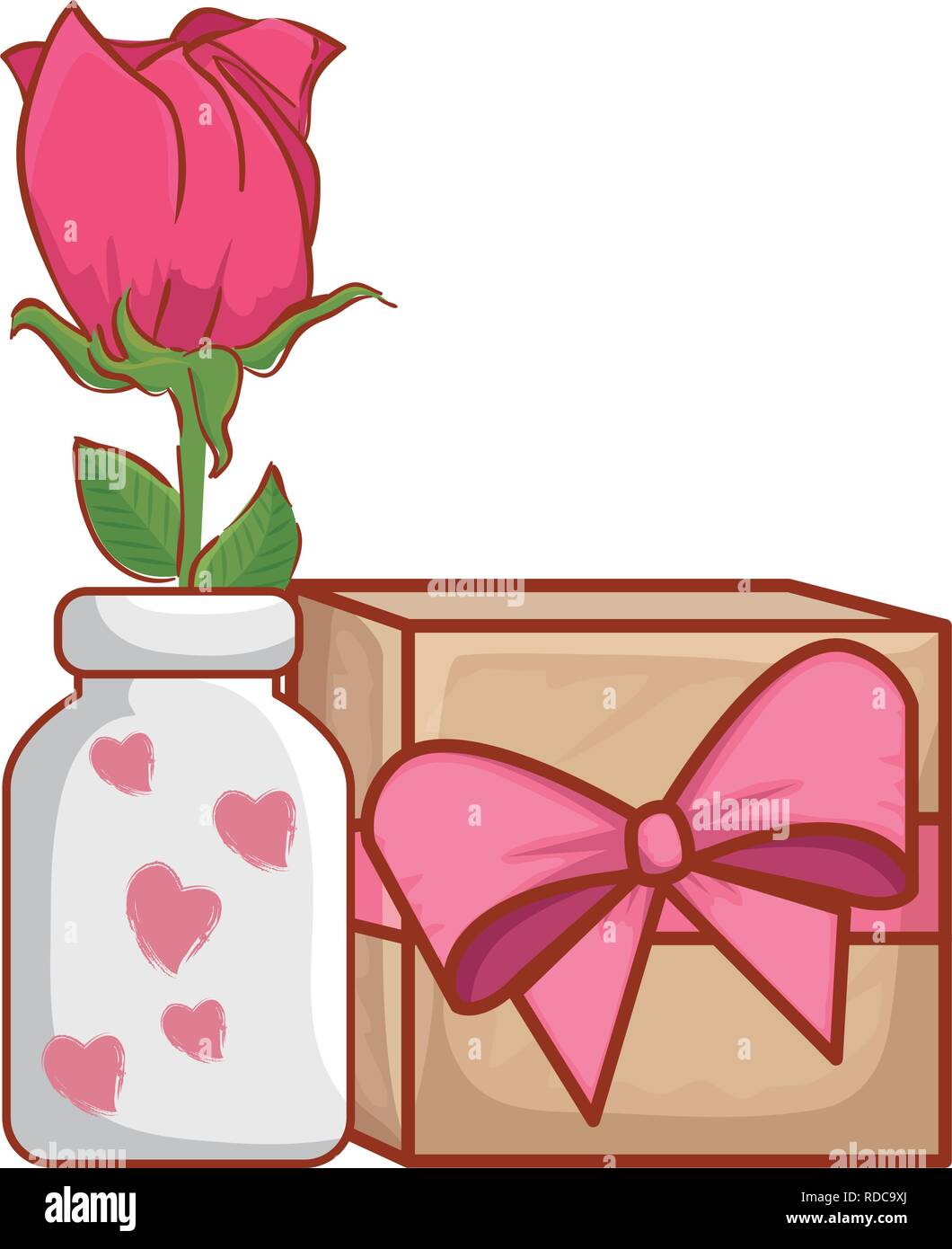 coffee cup with heart and rose Stock Vector Image & Art - Alamy