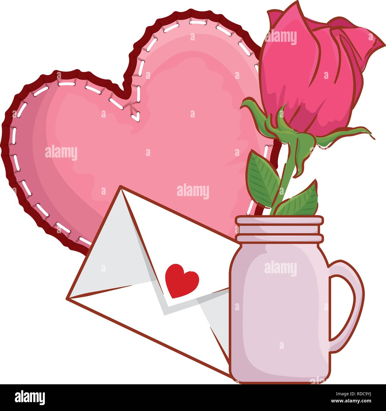 coffee cup with heart and rose Stock Vector Image & Art - Alamy