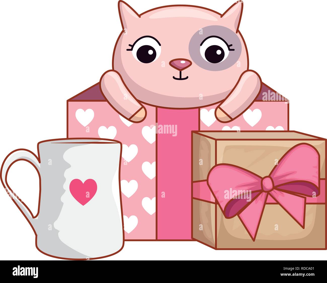 gift box present with cute cat Stock Vector Image & Art - Alamy