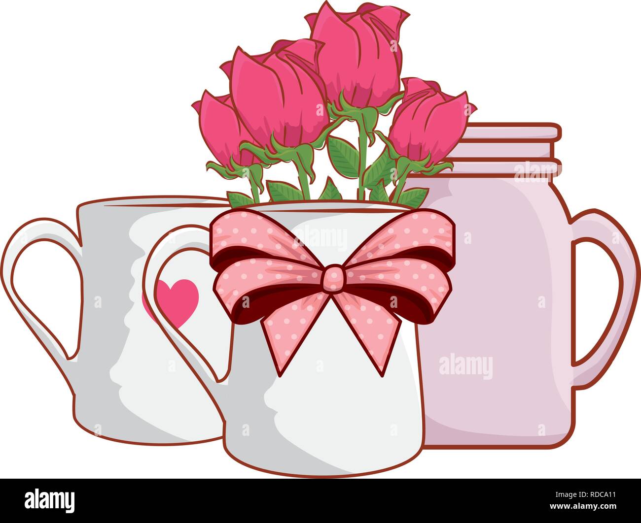 coffee cup with heart and rose Stock Vector Image & Art - Alamy