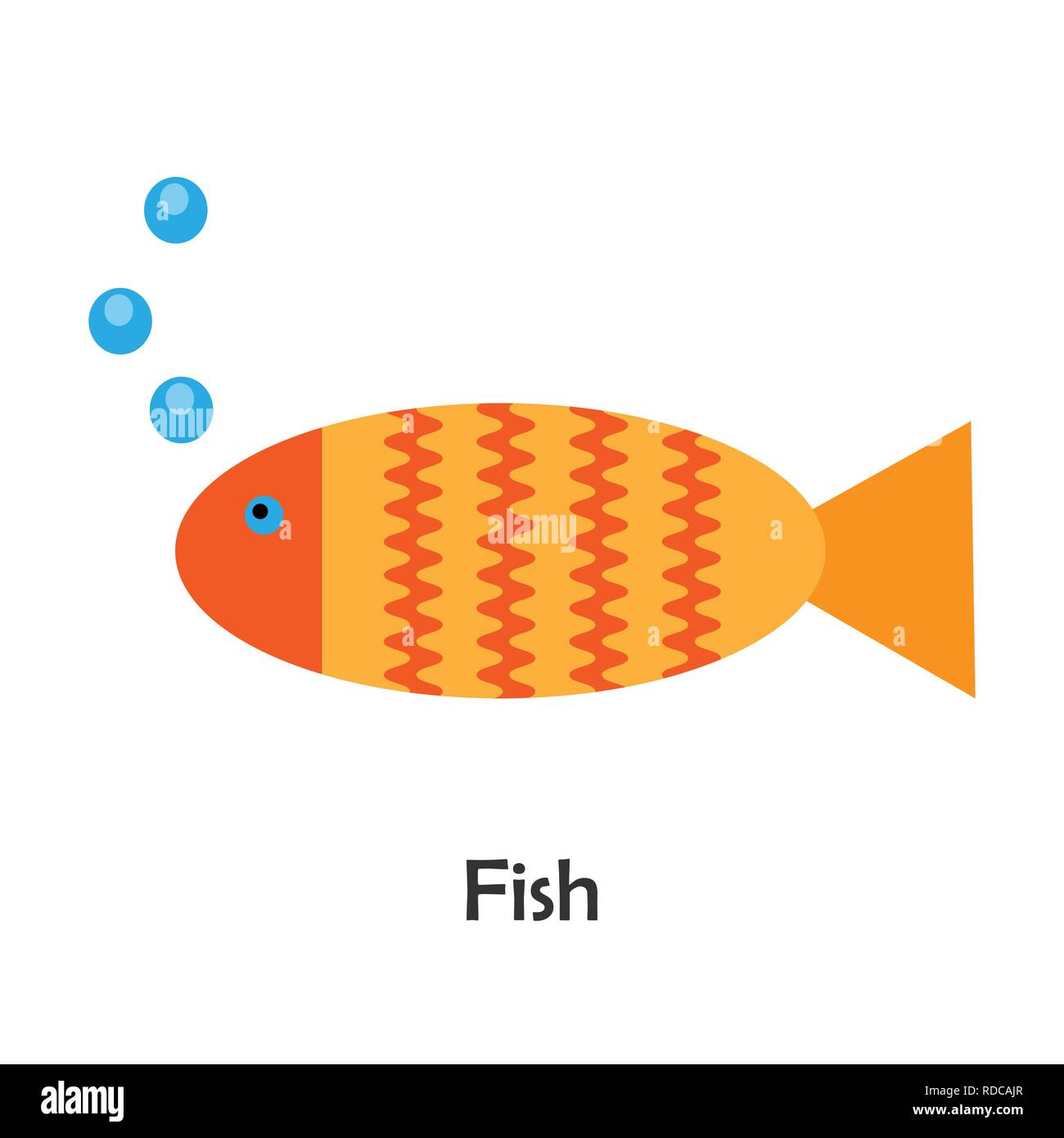 Fish in cartoon style, marine card with ocean animal for kid, preschool ...