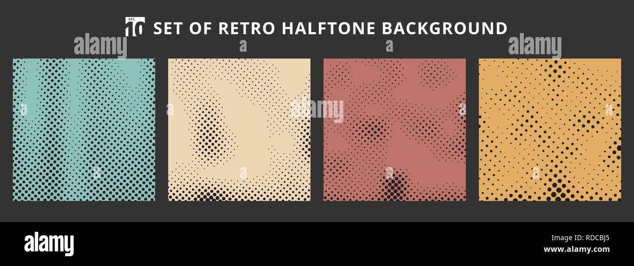 Set of halftone retro backgrounds. Abstract dotted pattern grunge ...