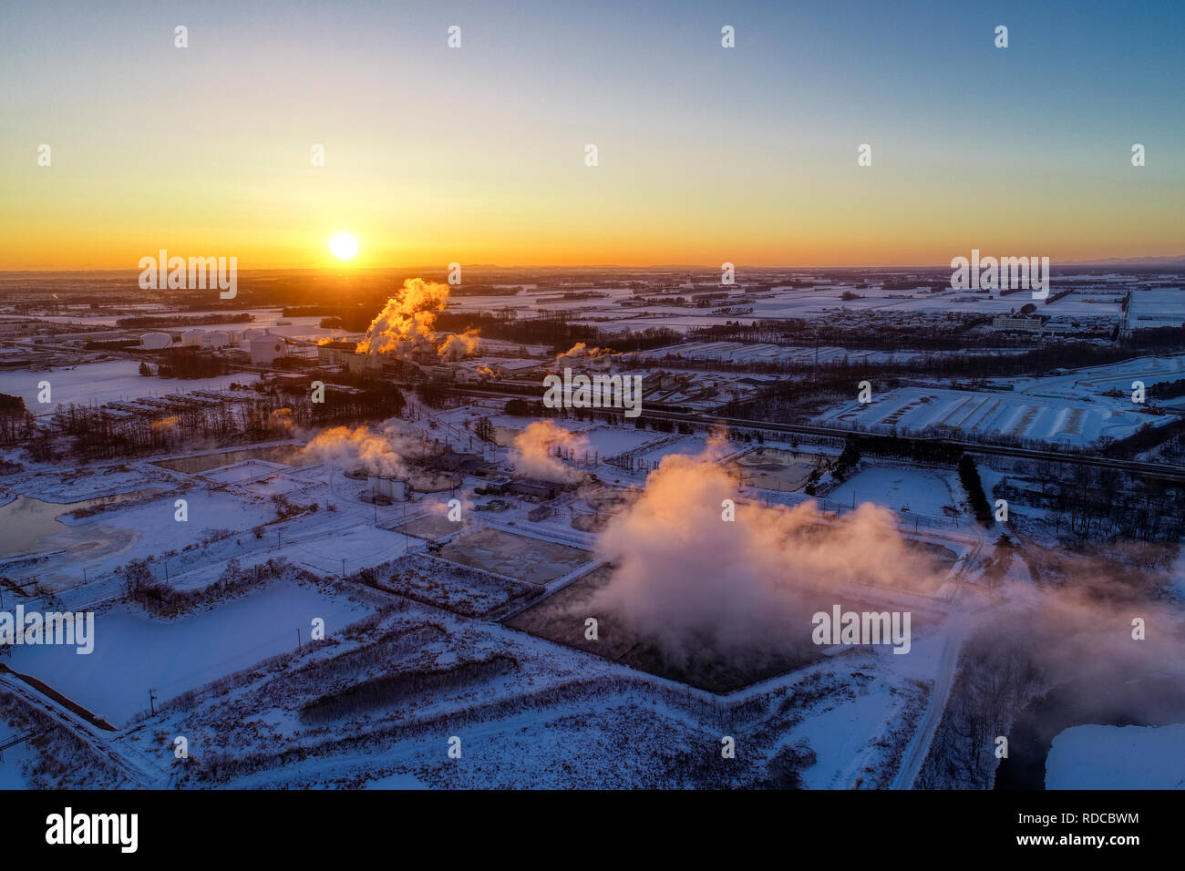 Aerial Photography of Steam Fog Stock Photo - Alamy