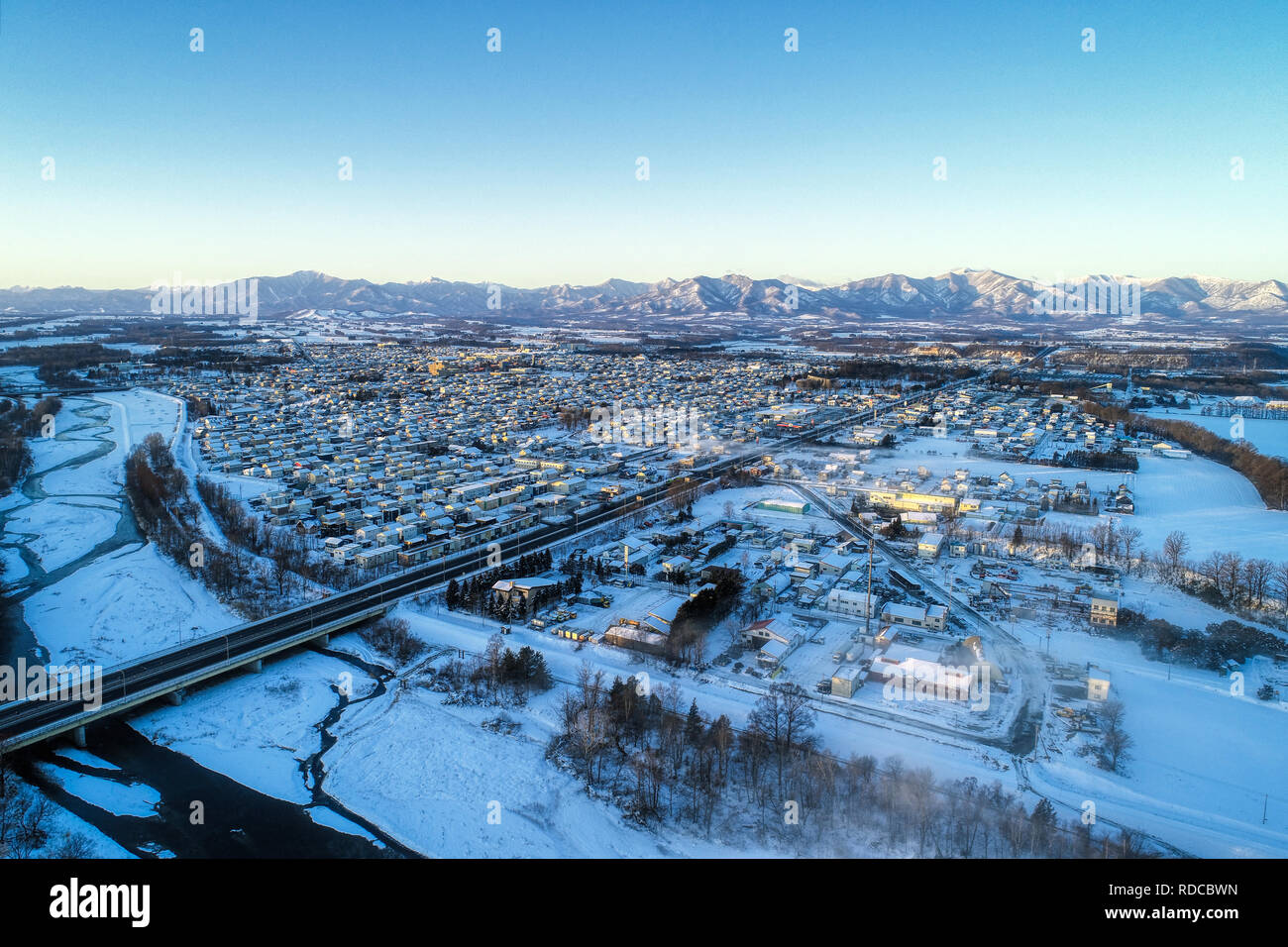 Aerial Photography of Memuro Town, Hokkaido, Japan Stock Photo - Alamy