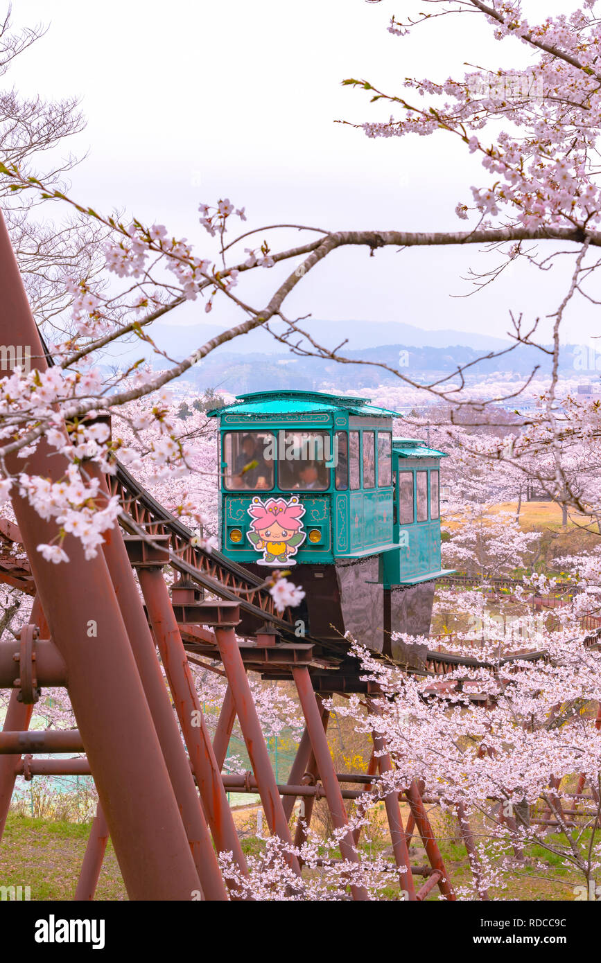 Slope car at Funaoka Castle Park in Miyagi, Japan Stock Photo - Alamy