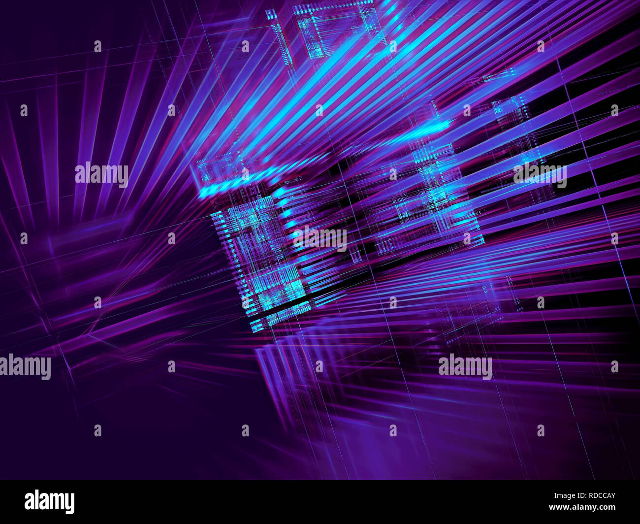 Neon glowing grid - fractal background in technology style. Abstract ...