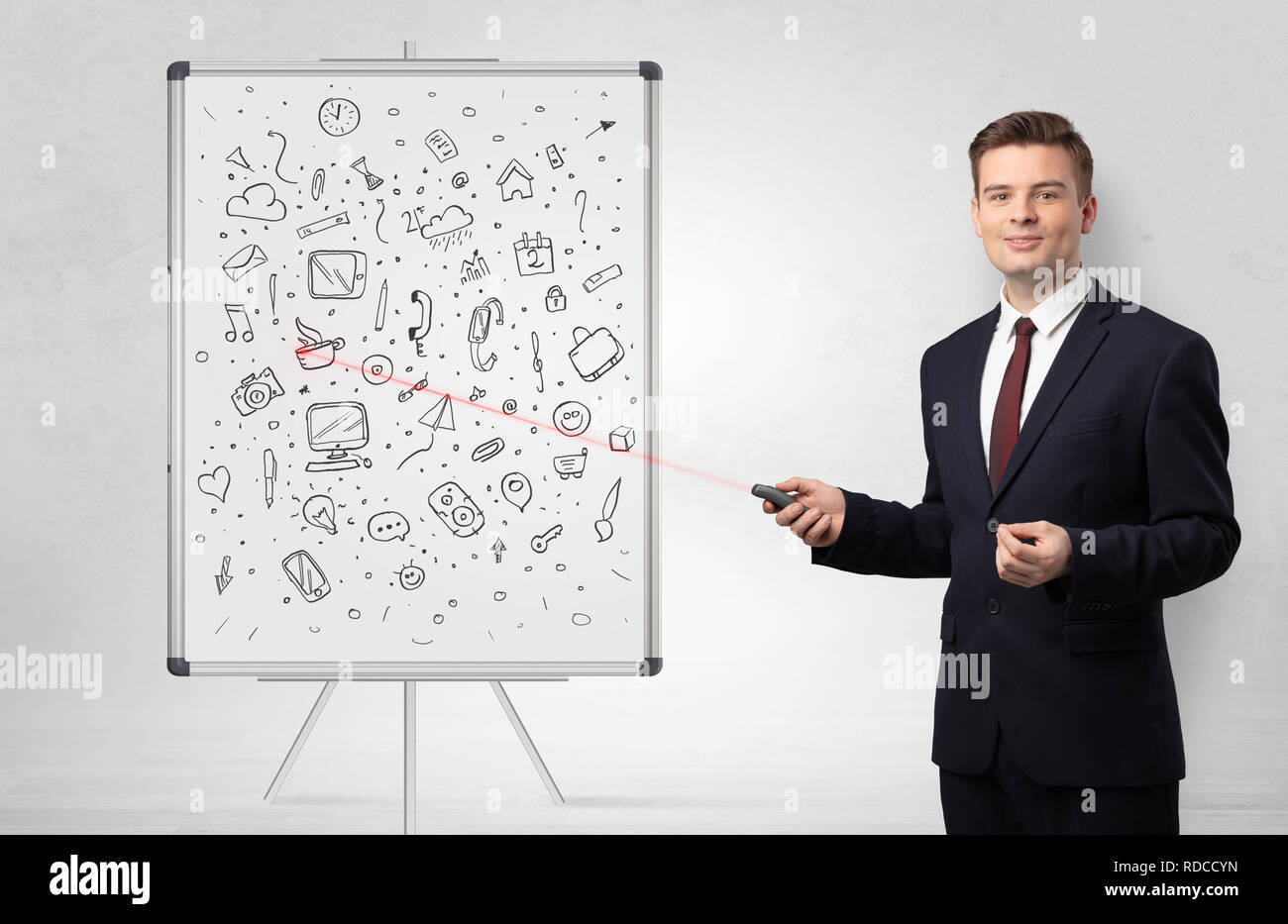 Professor with laser pointer teaching Stock Photo - Alamy