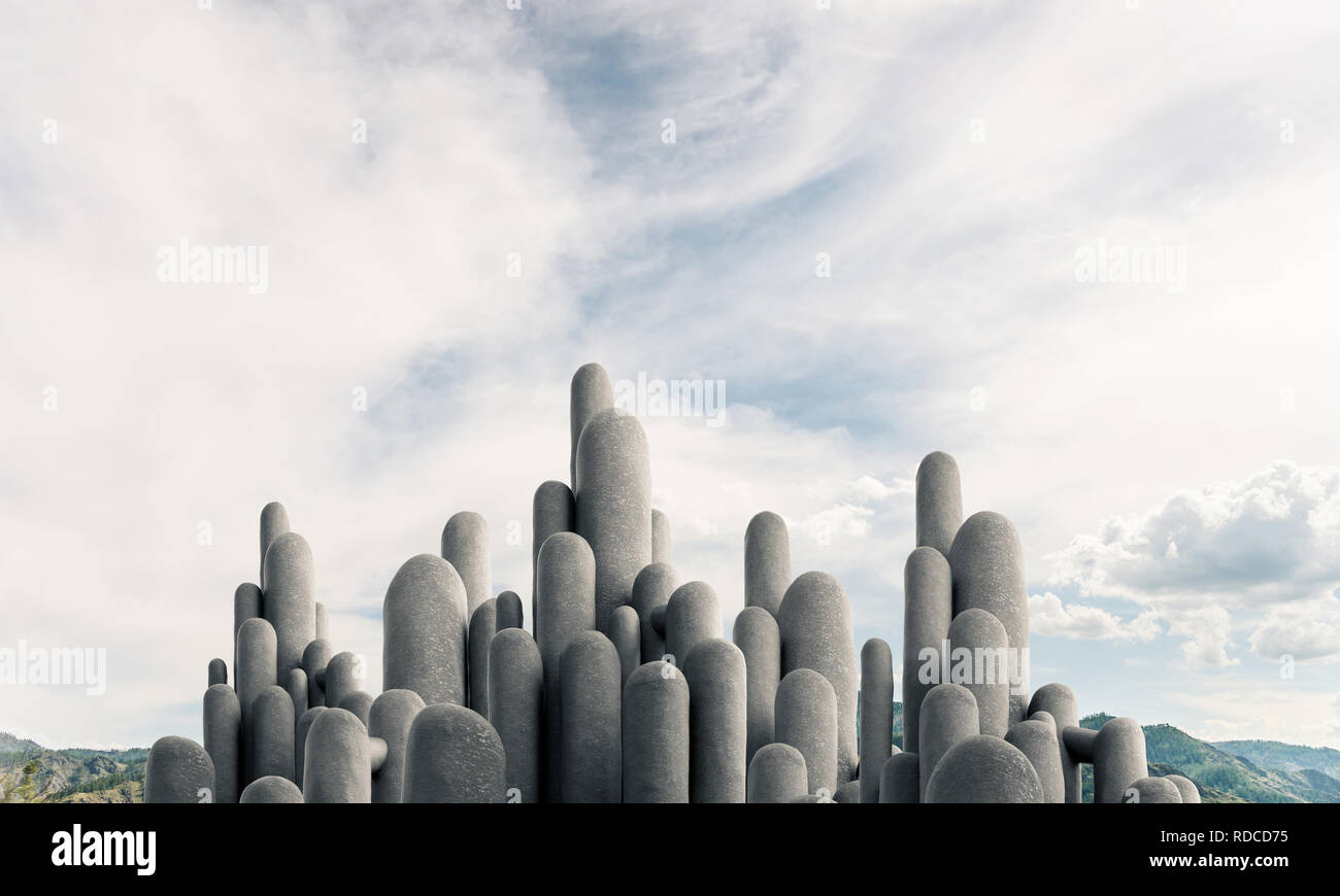 Image of high and huge stone columns located outdoors with beautiful ...