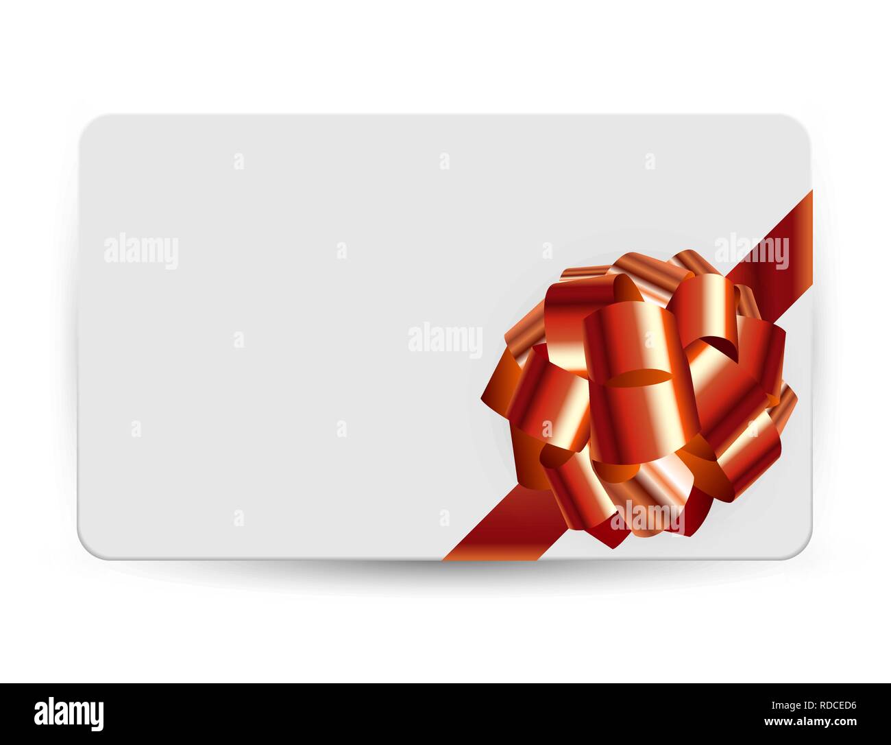 Gift Card Template with Bow and Ribbon Vector Illustration EPS10 Stock ...