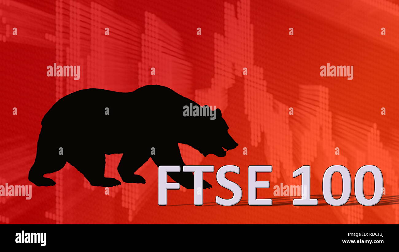 The British stock market index FTSE 100 is falling. Behind the word ...