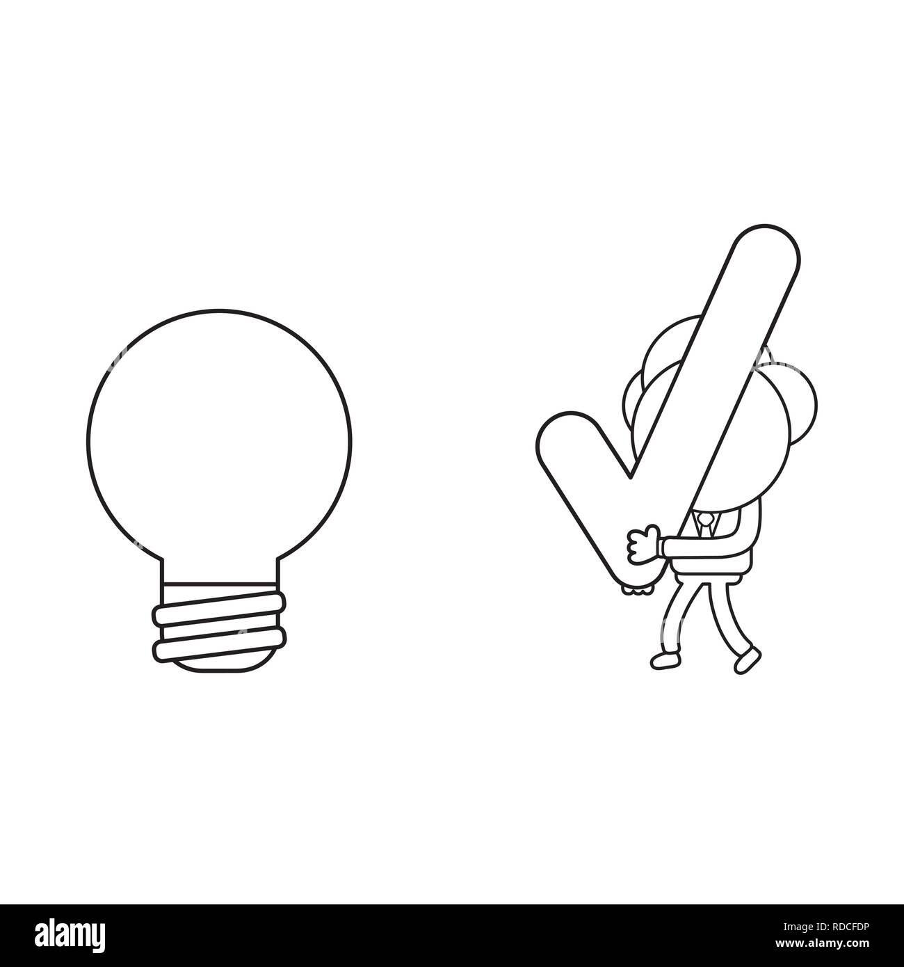 Vector illustration businessman character walking and carrying check ...