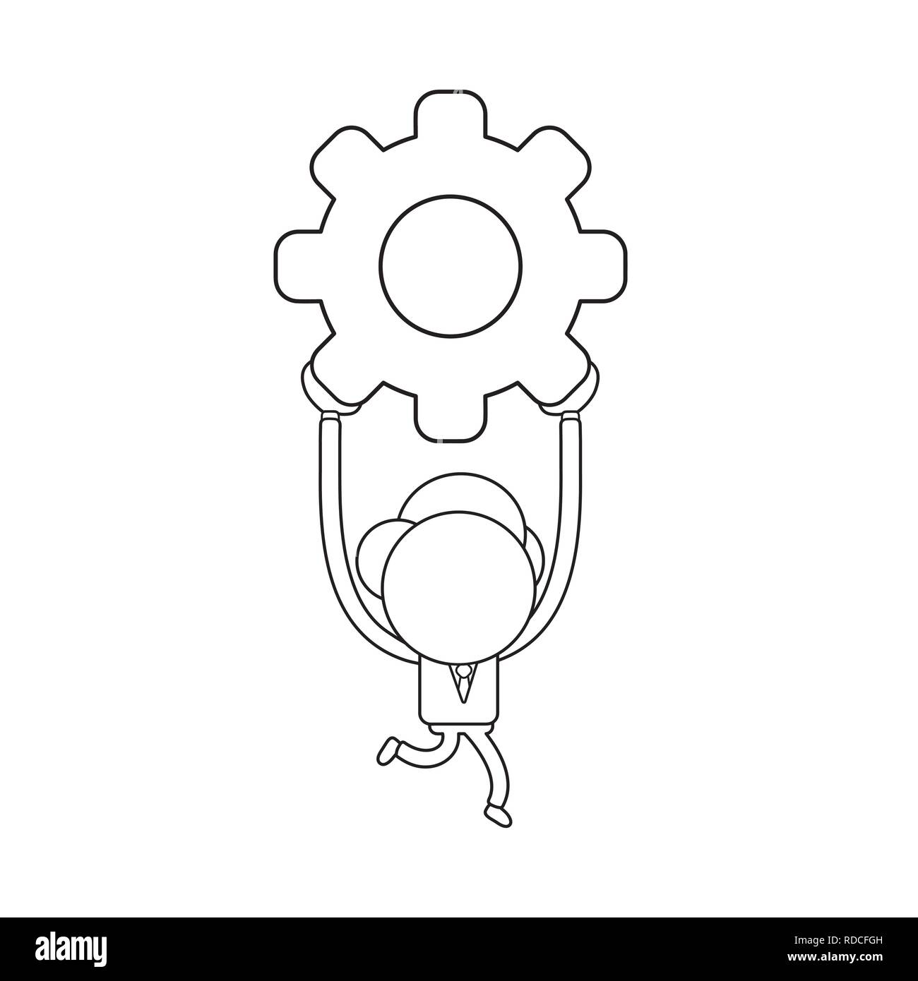 Vector illustration businessman character running and carrying gear ...