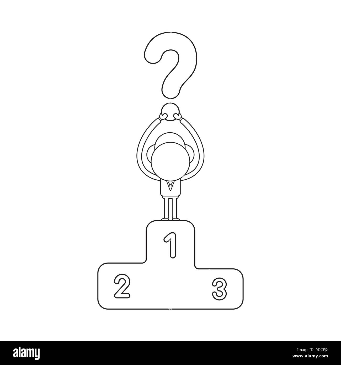 Vector illustration businessman character holding up question mark on ...