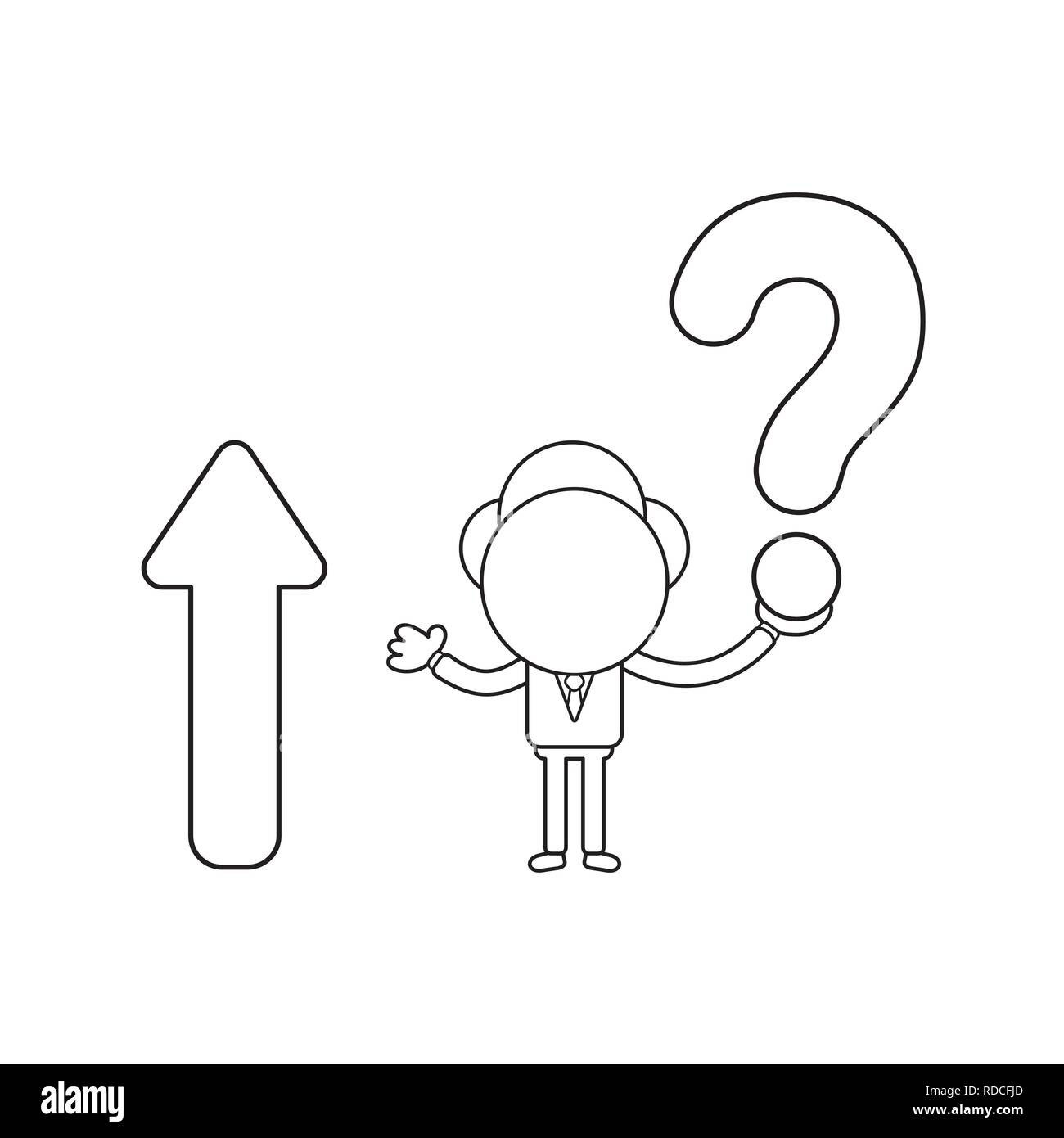 Vector illustration businessman character holding question mark with ...