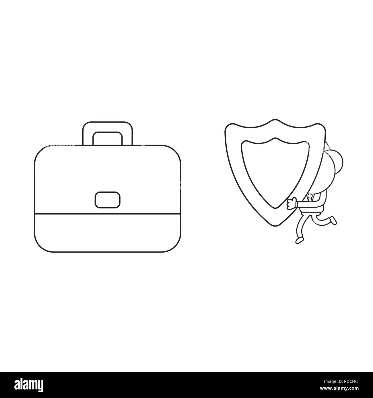 Vector illustration businessman character running and carrying guard ...