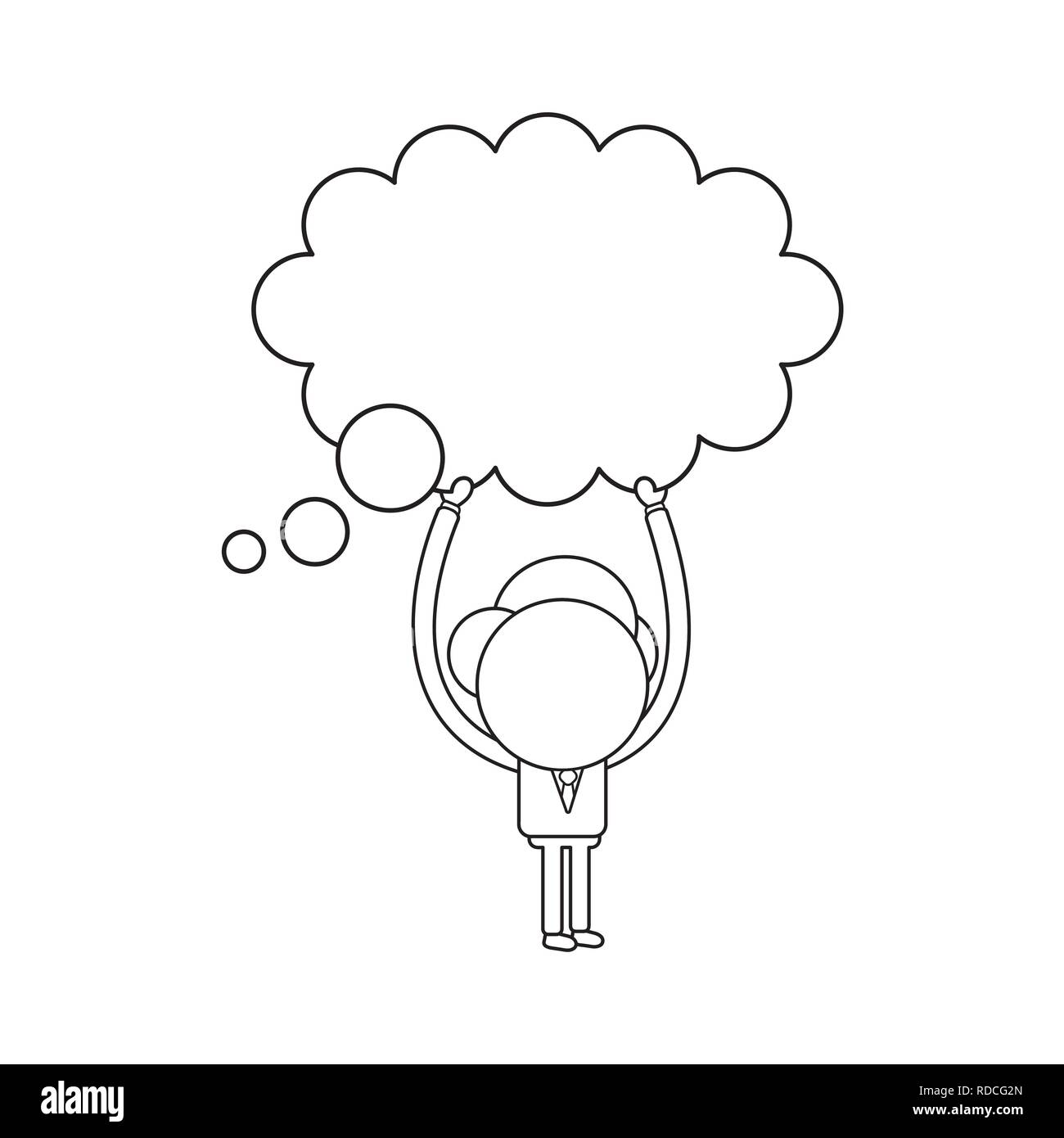 Vector illustration businessman character holding up blank thought ...