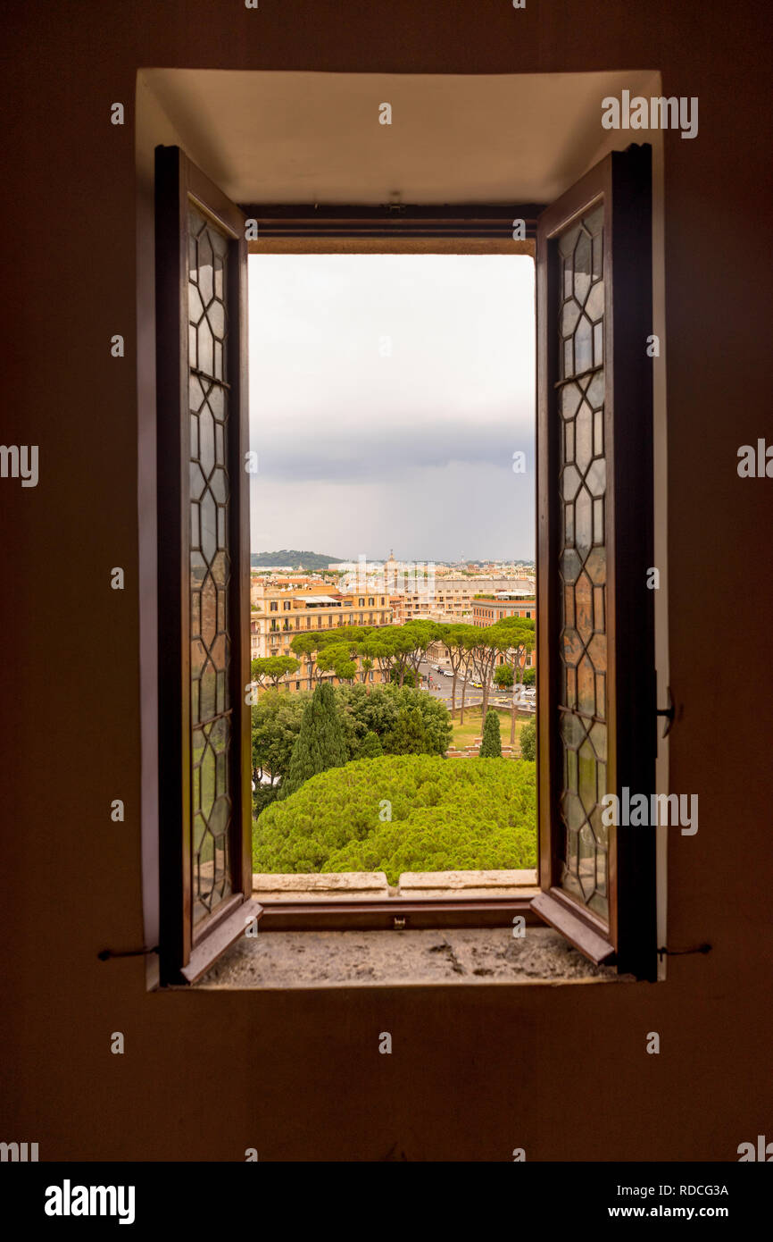 Rome, Italy - 23 June 2018: Cityscape of Rome viewed from window in ...