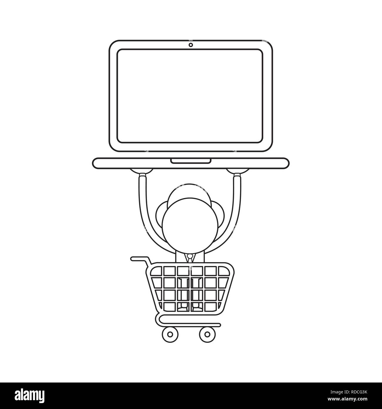 Vector illustration businessman character inside shopping cart and ...