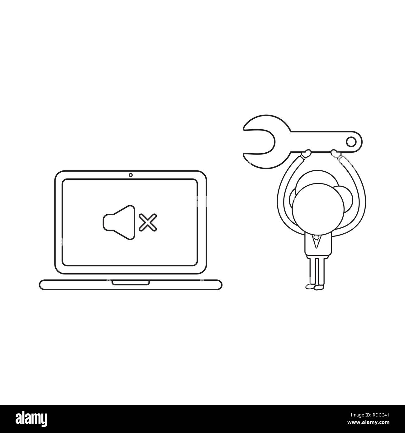 Vector illustration businessman character with laptop computer and ...