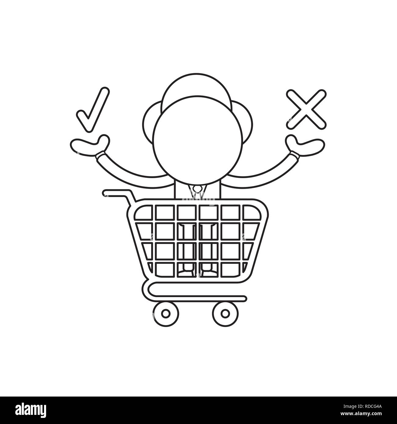 Vector illustration businessman character inside shopping cart and ...