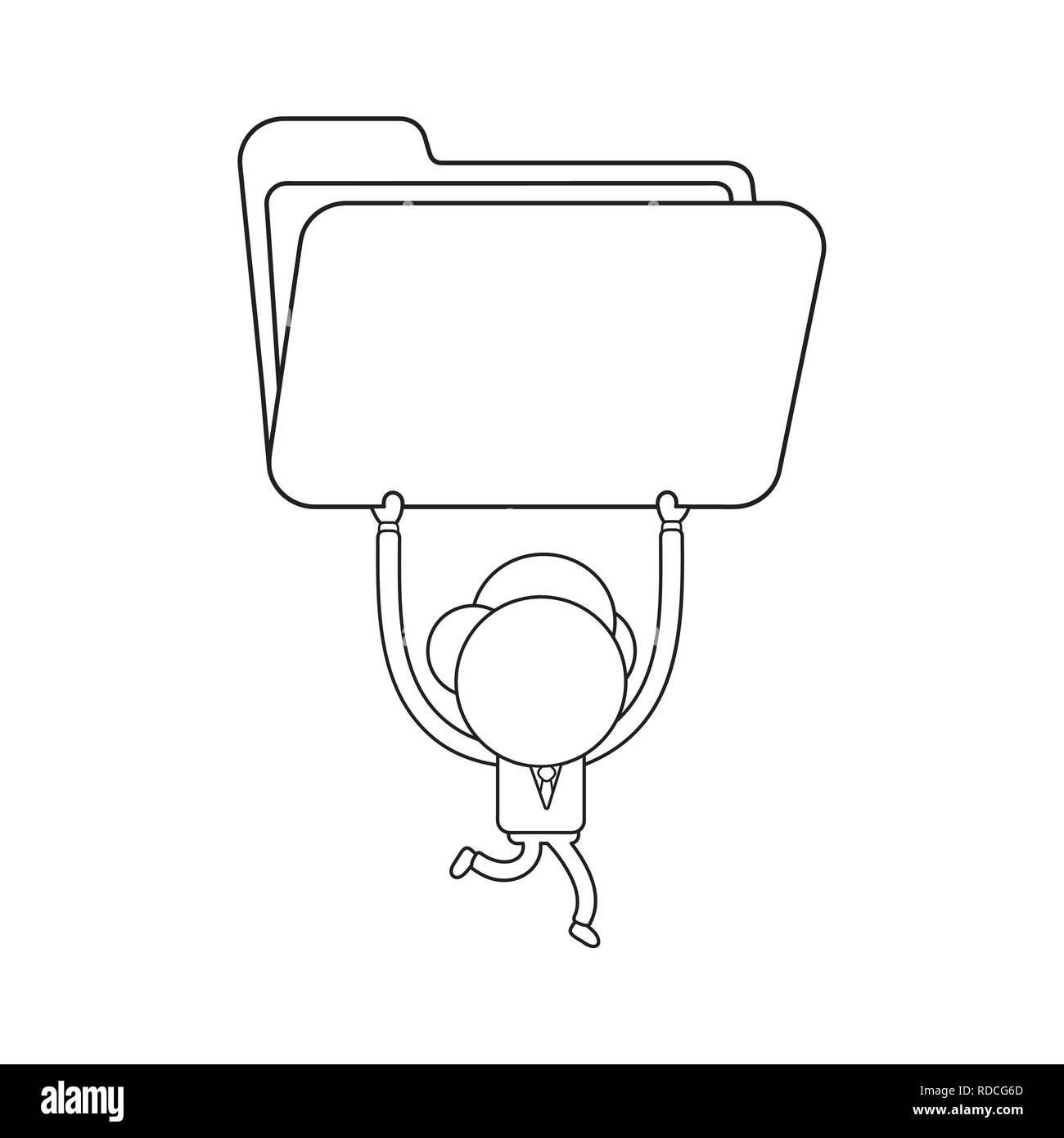 Vector illustration businessman character running and carrying open ...