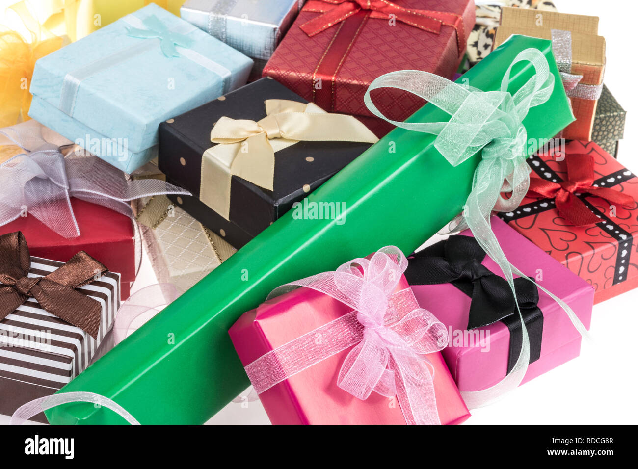 Colorful gift boxes as a background Stock Photo - Alamy