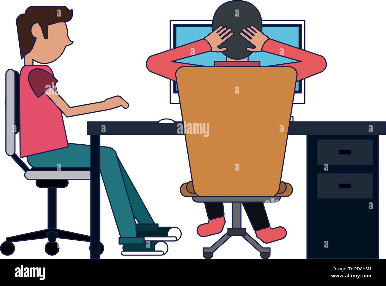 students working with computer Stock Vector Image & Art - Alamy