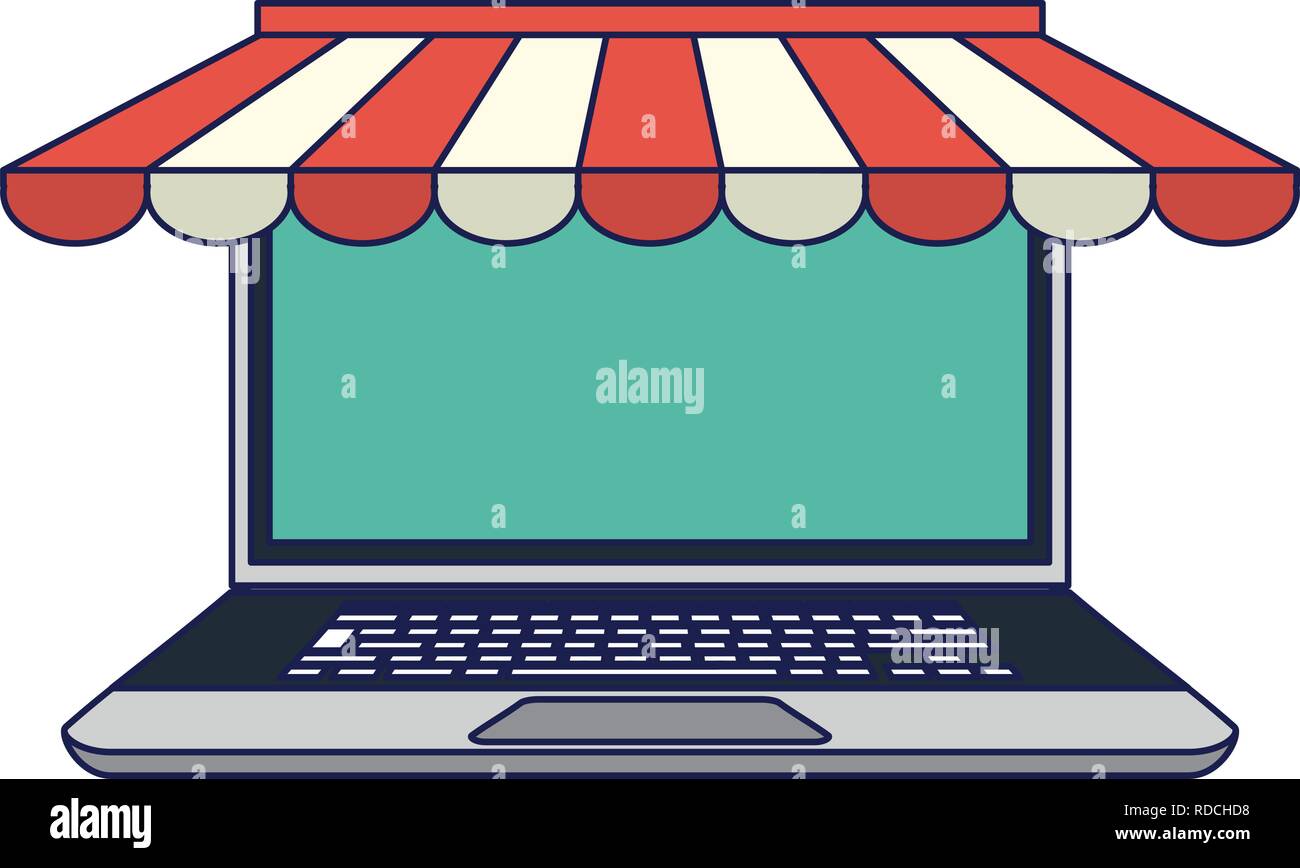 online store with laptop Stock Vector Image & Art - Alamy