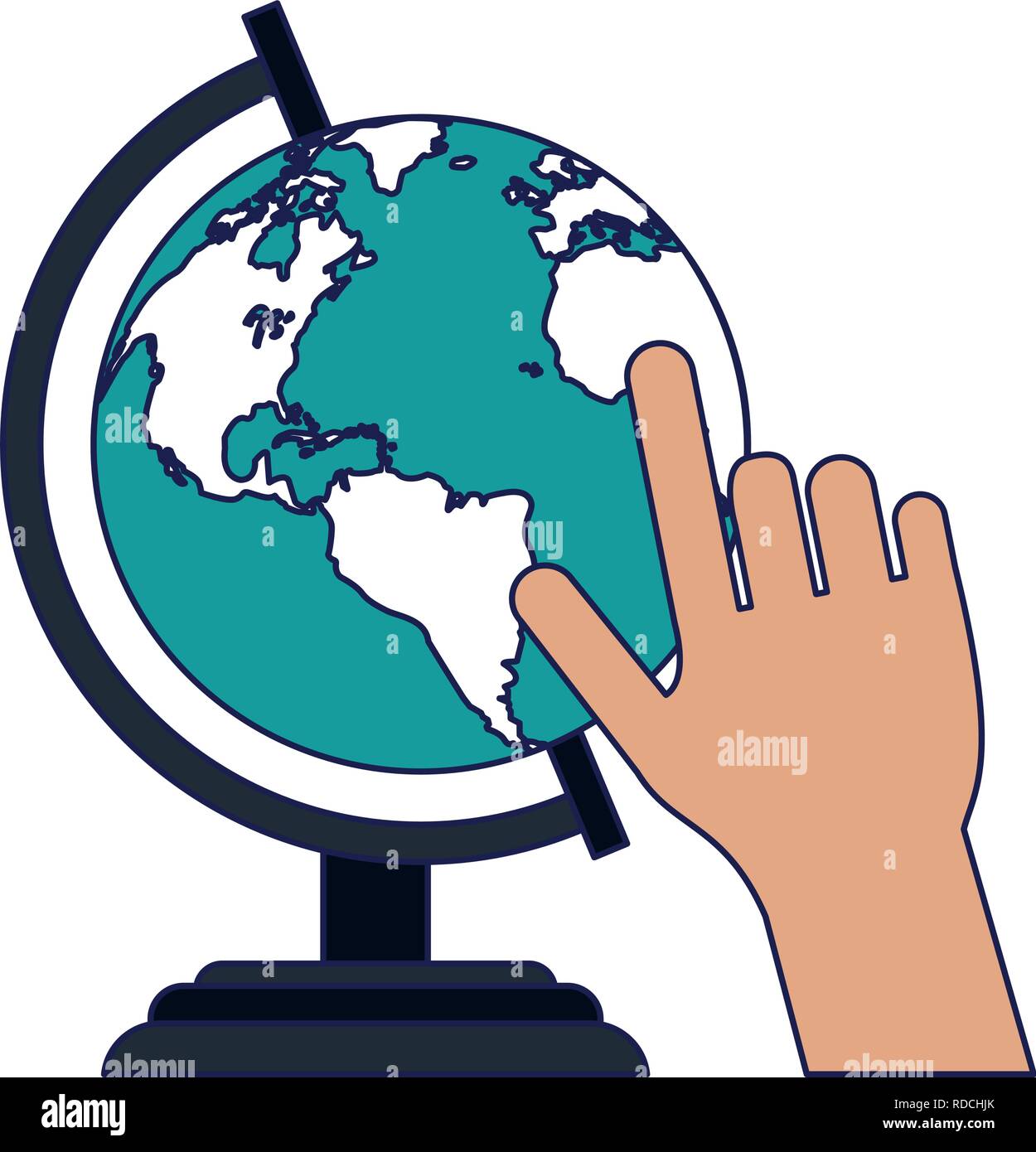 hand pointing world globe Stock Vector Image & Art - Alamy