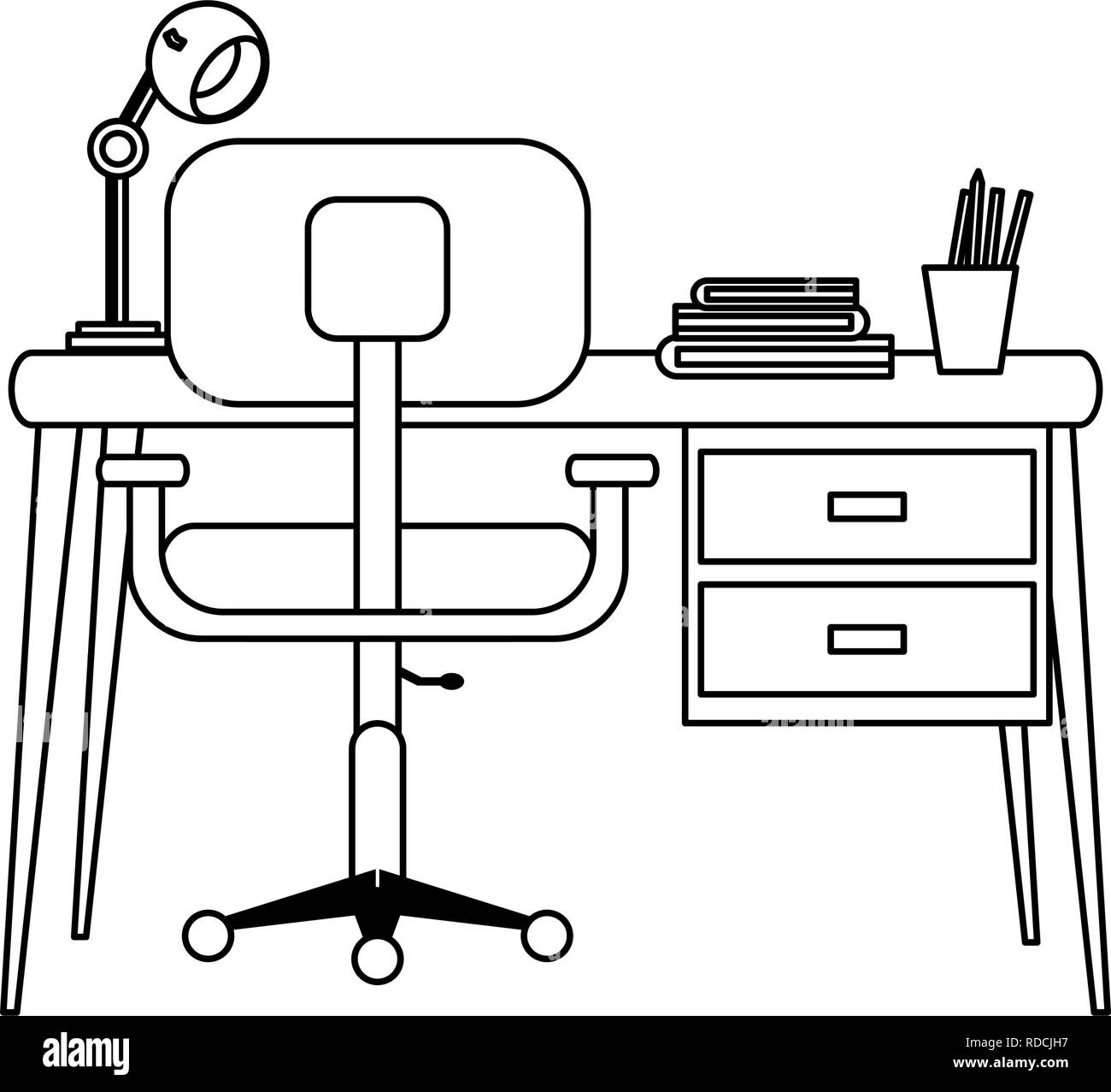 Study office room Stock Vector Image & Art - Alamy