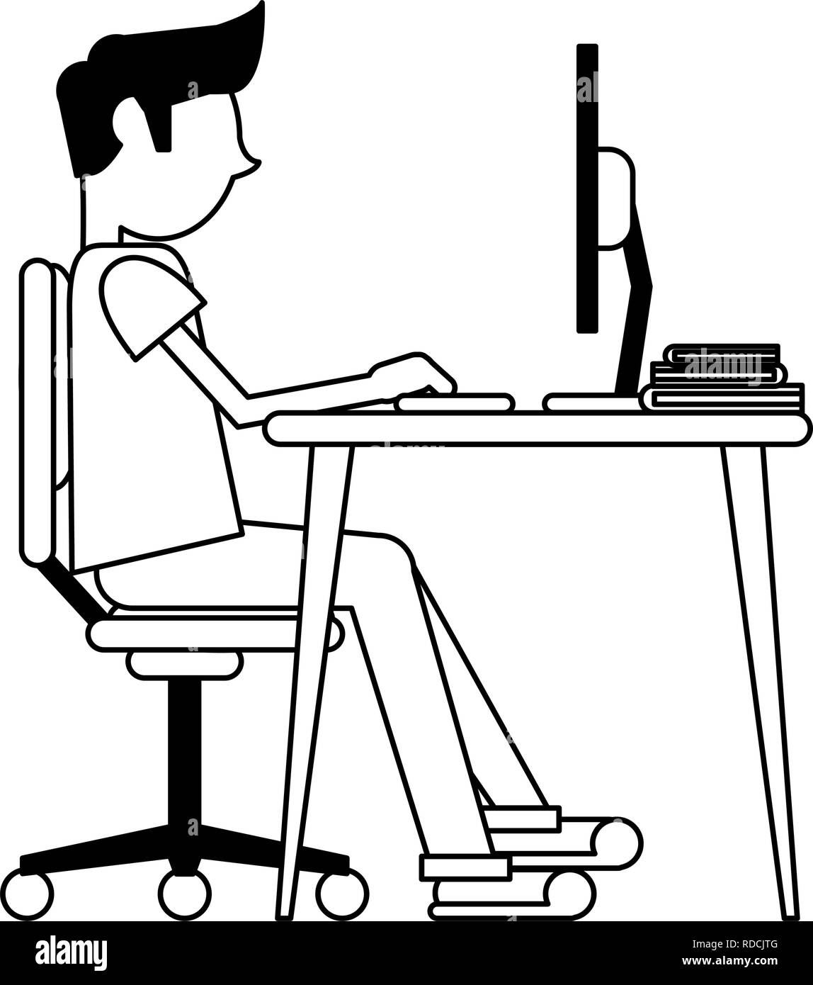 Student library desk computer Black and White Stock Photos & Images - Alamy