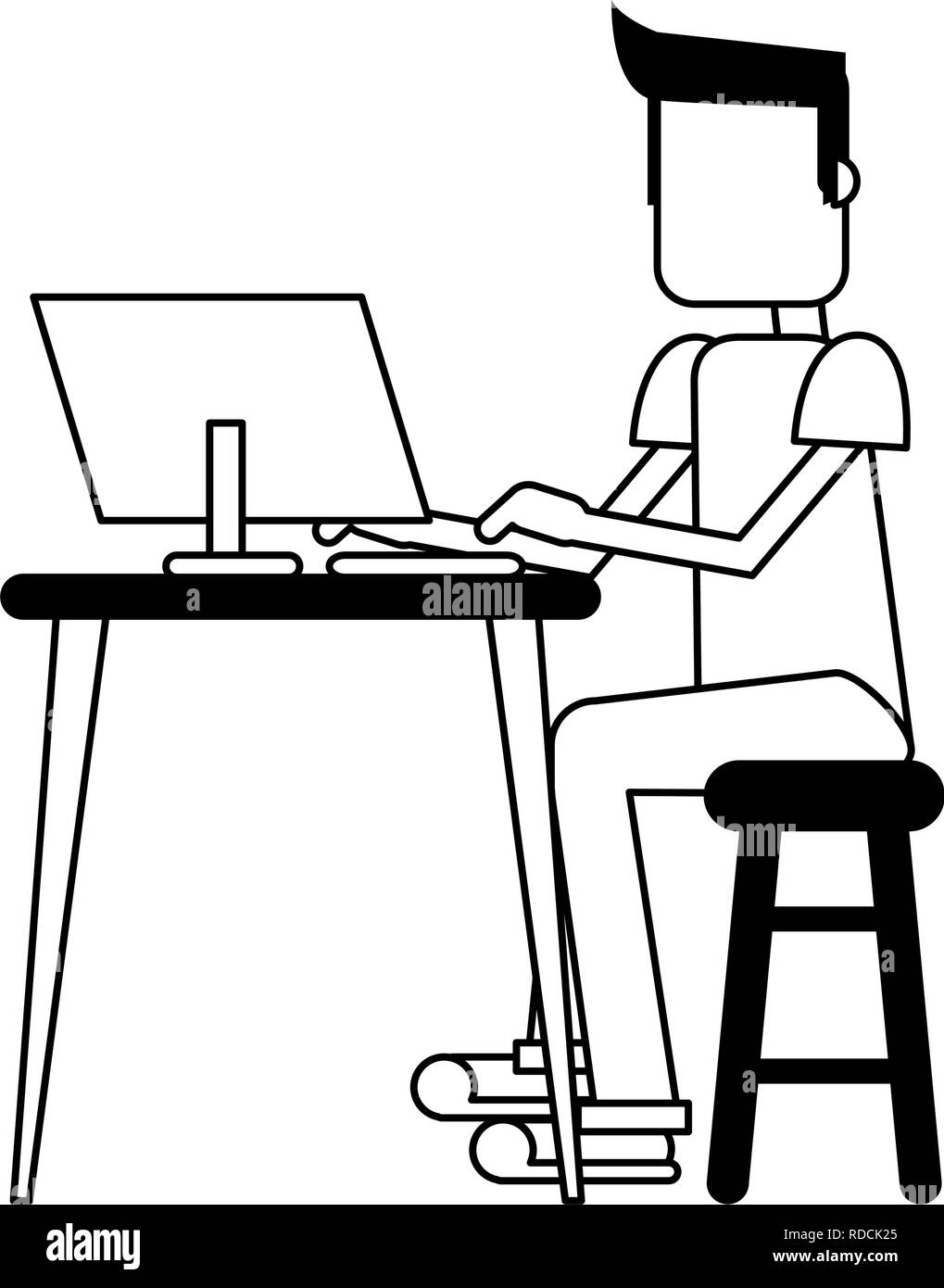 Student Studying Cartoon Black and White Stock Photos & Images - Alamy