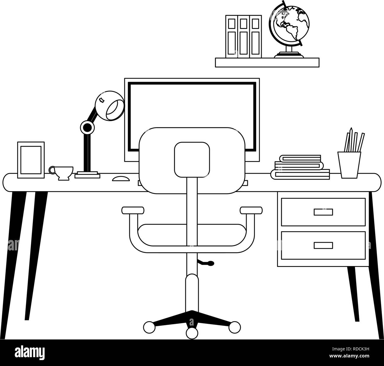 Study office room Stock Vector Image & Art - Alamy