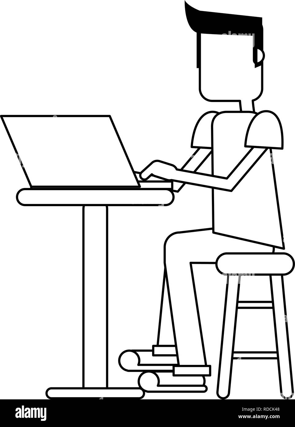 Student studying cartoon Black and White Stock Photos & Images - Alamy