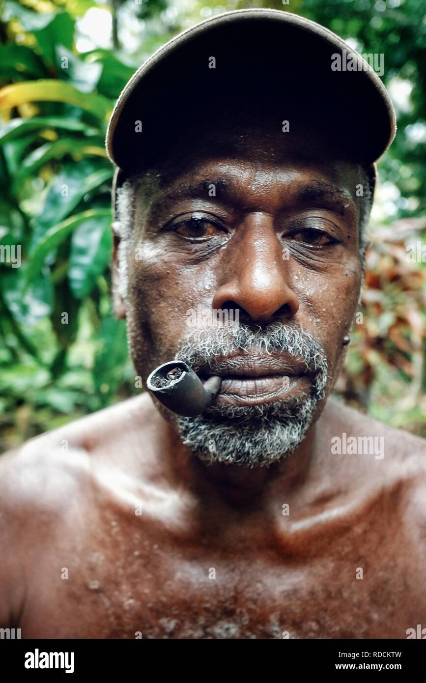 Olal, Ambrym Island / Vanuatu - JUL 10 2016 : village chief with a ...