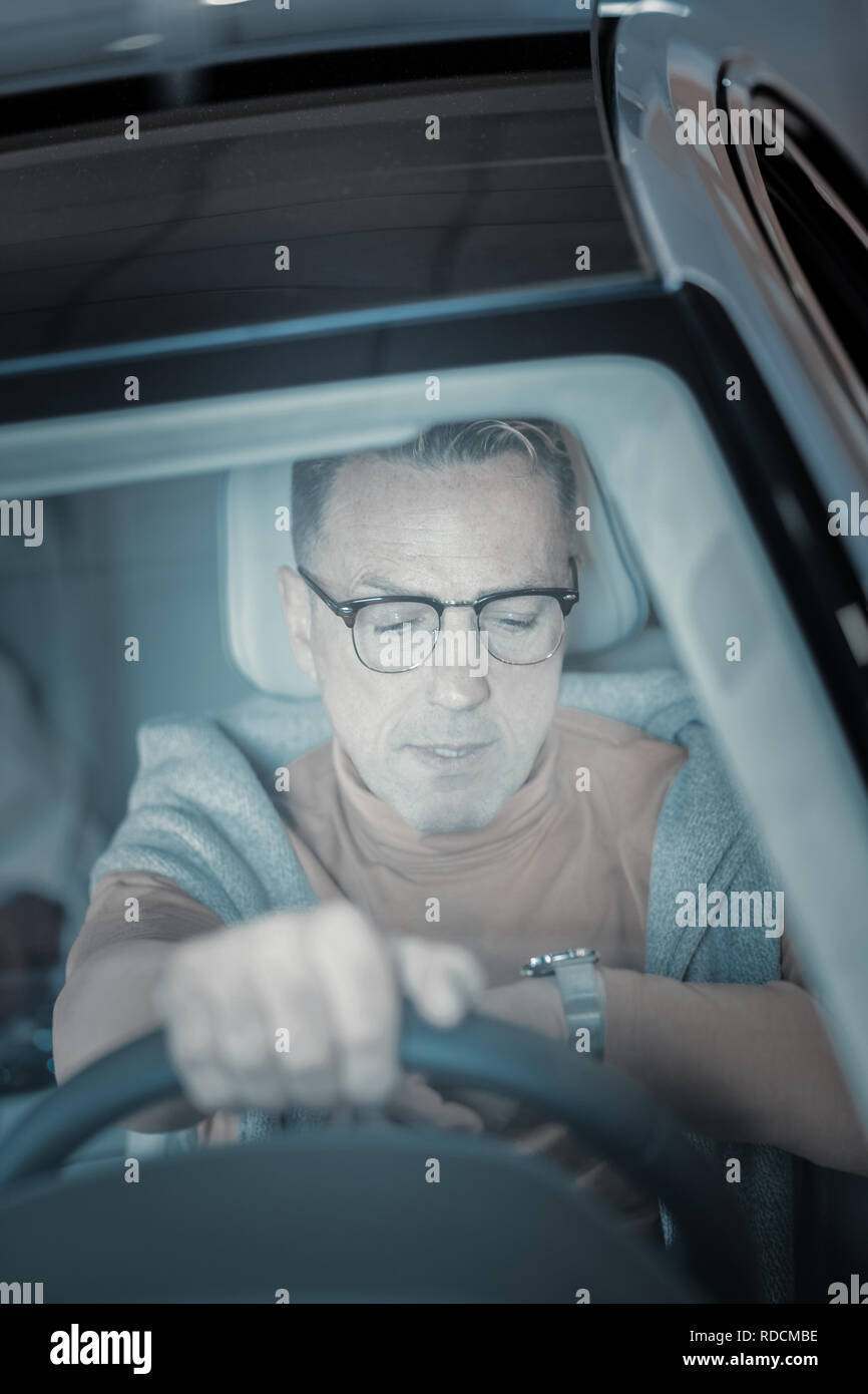 Busy man sitting in traffic jam running late for meeting Stock Photo ...