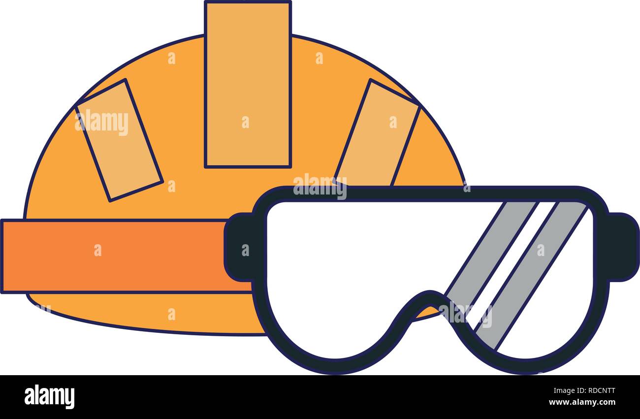 worker helmet and industrial glasses Stock Vector Image & Art - Alamy