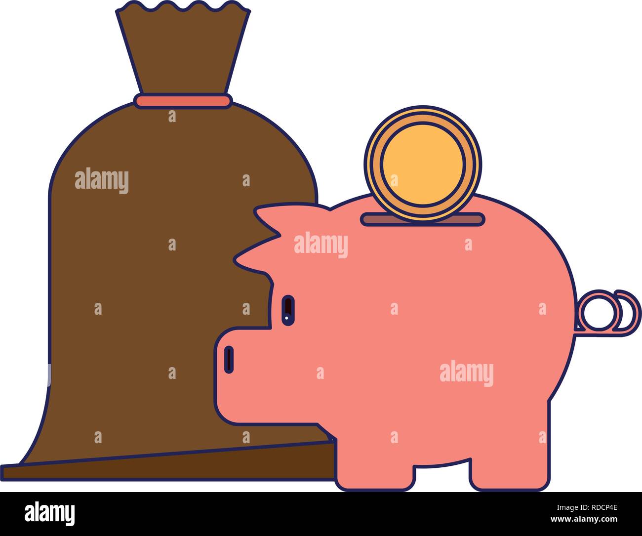 piggy with coin and money Stock Vector Image & Art - Alamy