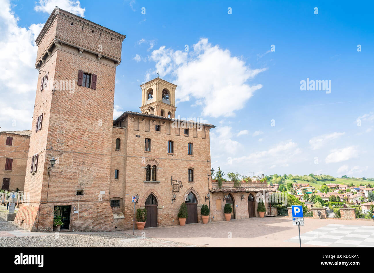 Castelvetro, Italy - April 25, 2017: day view of main square and ...