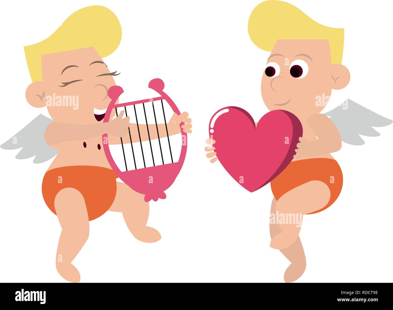 Cupid with harp and heart Stock Vector Image & Art - Alamy