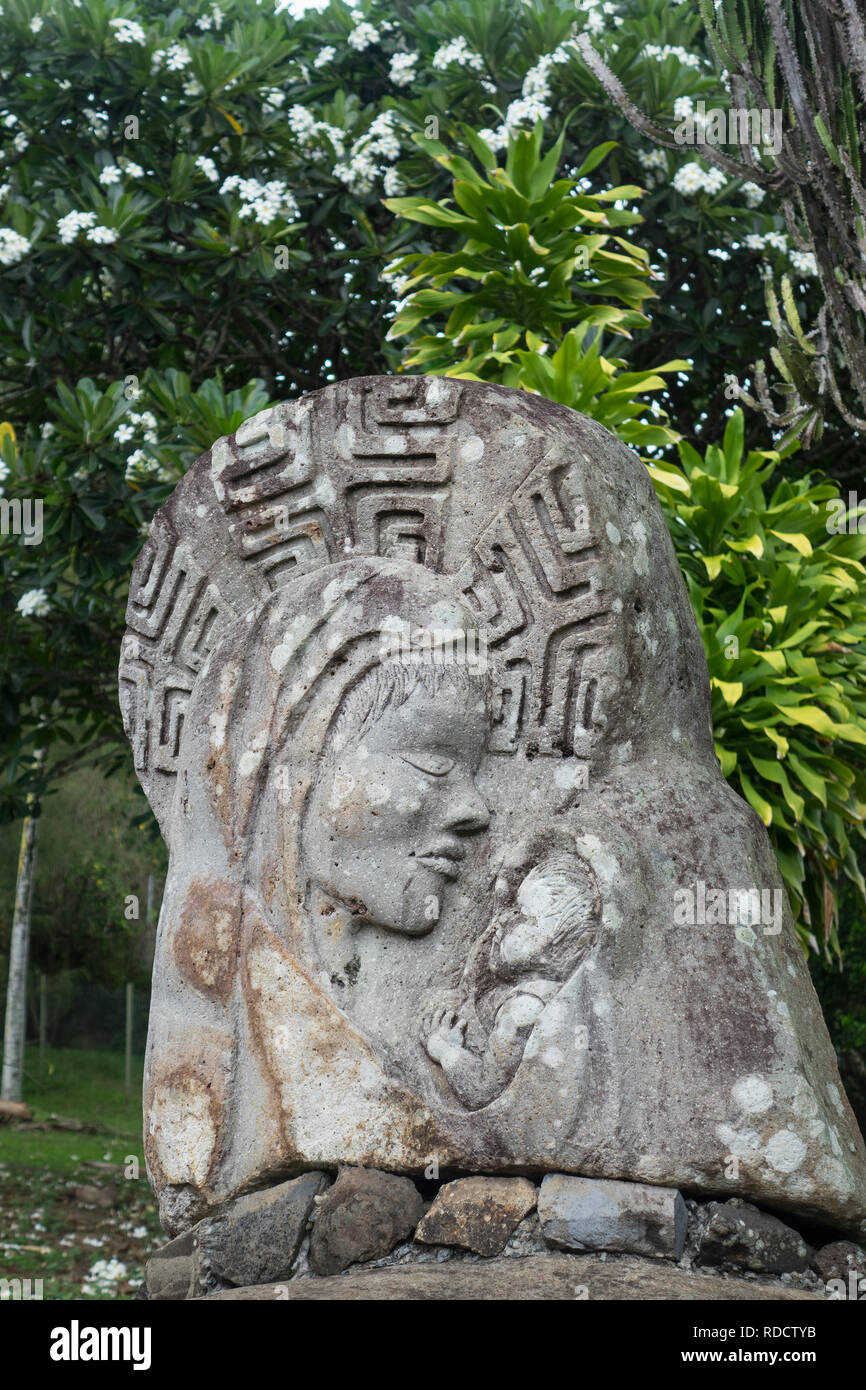 French Polynesia, Marquesas islands, Nuku Hiva, Taiohae church ...