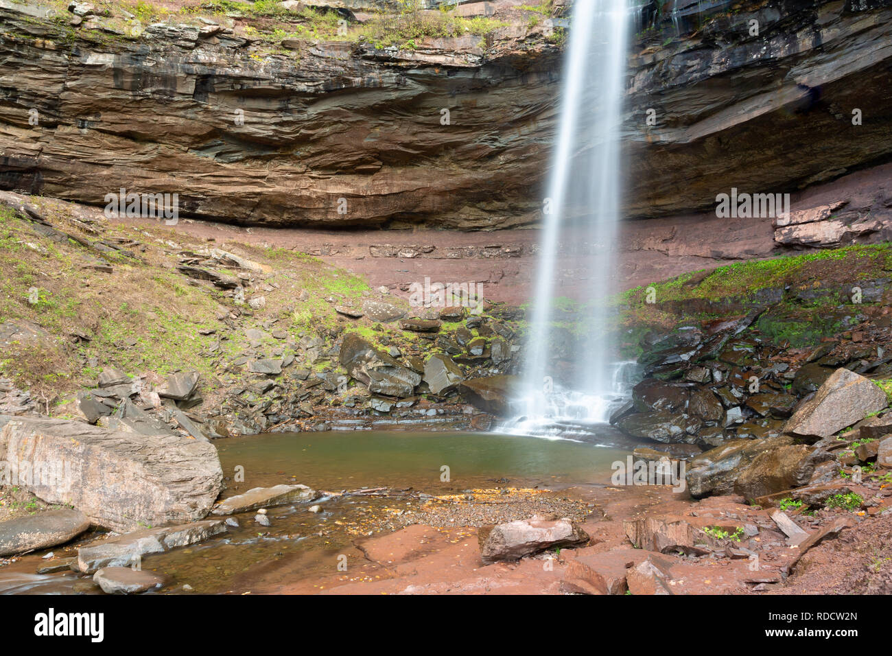 Upper Kaaterskill Falls pouring into a pool before its next descent ...