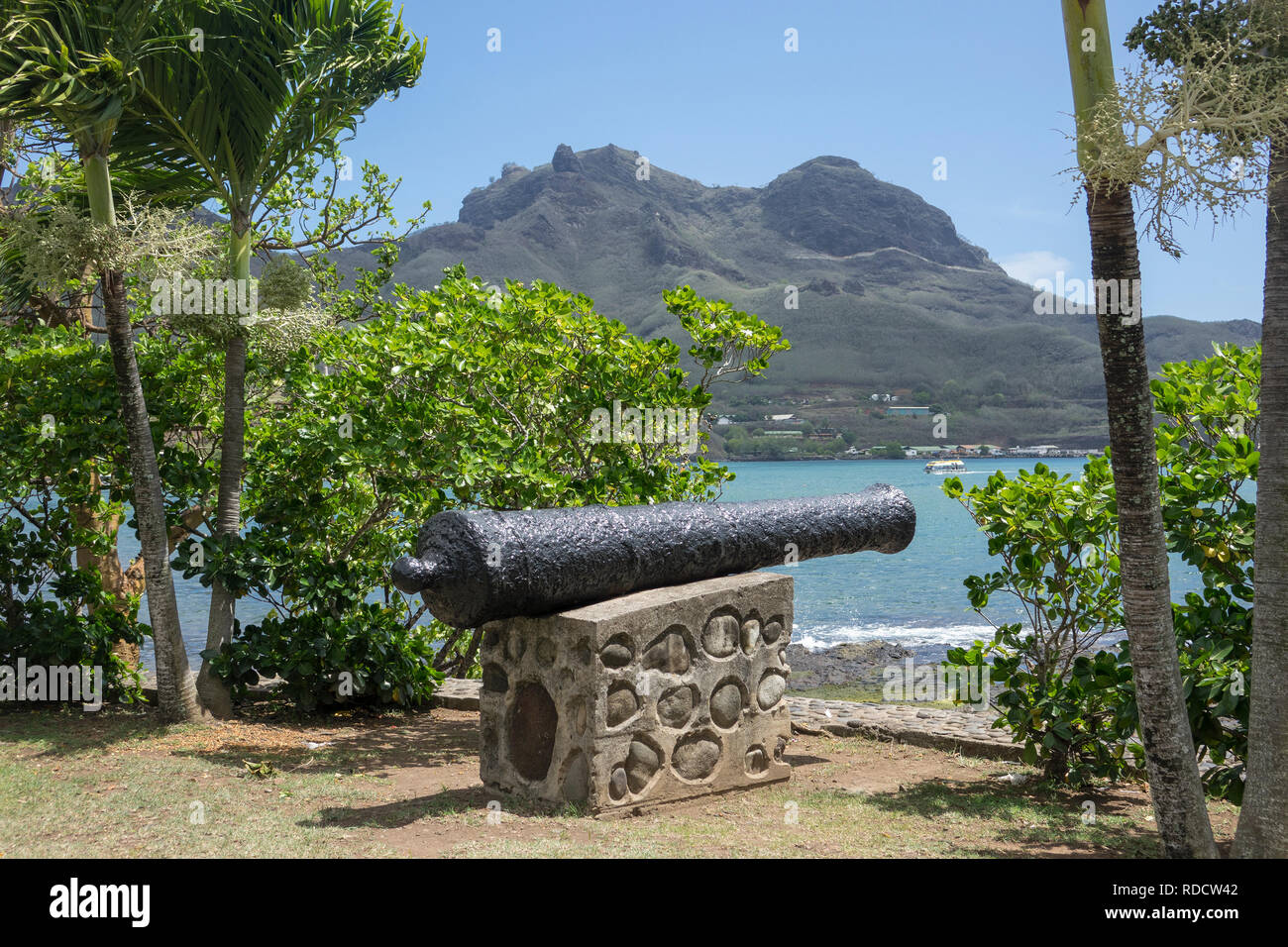 French Polynesia, Marquesas islands, Nuku Hiva, Taiohae, cannon on ...