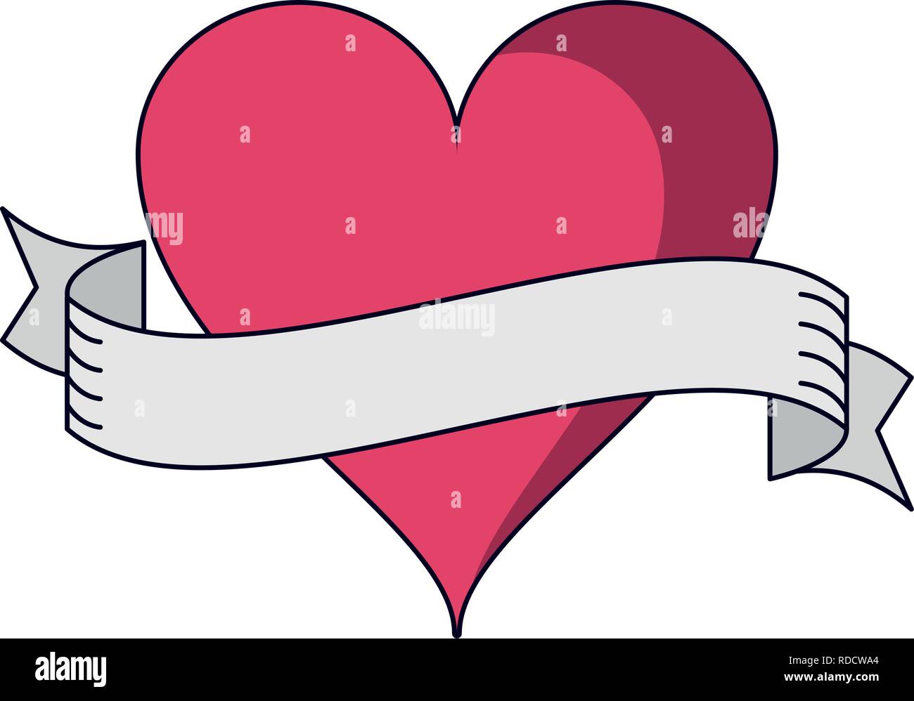 Heart with ribbon banner Stock Vector Image & Art - Alamy