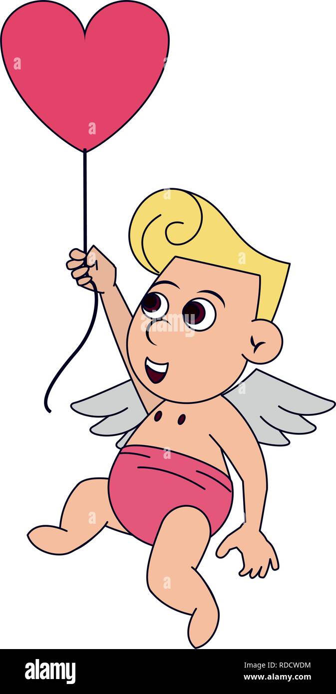 Cupid with heart balloon Stock Vector Image & Art - Alamy